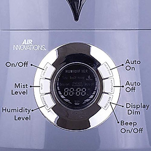 Air Innovations Ultrasonic Quiet 1.6 Gallon Cool Mist Digital Humidifier with 5 Mist Settings for Living Room and Other Spaces, Platinum