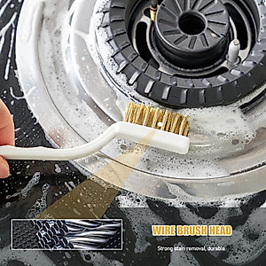 ORIJOYNA Set of 3 Kitchen Cleaning Scrubbers - Wire Brush (Stainless Steel + Brass + Nylon) for Range Hood Grease, Grime and Rust