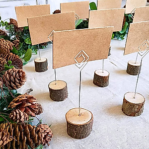 Rustic Wood Place Card Holders, 10 PACK Wooden Table Number Holder Stand Name Cards Photo Holders Memo Holders for Wedding Party Sign Food Cards Label