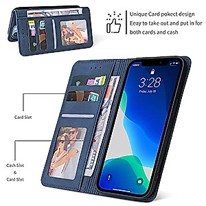 Fansipro Wallet Folio Case for Samsung Galaxy S9 Plus, Premium PU Leather Slim Fit Cover for Galaxy S9 Plus, 2 Card Slots, 1 Transparent Photo Frame Slot, Hardware on Leather, Blue