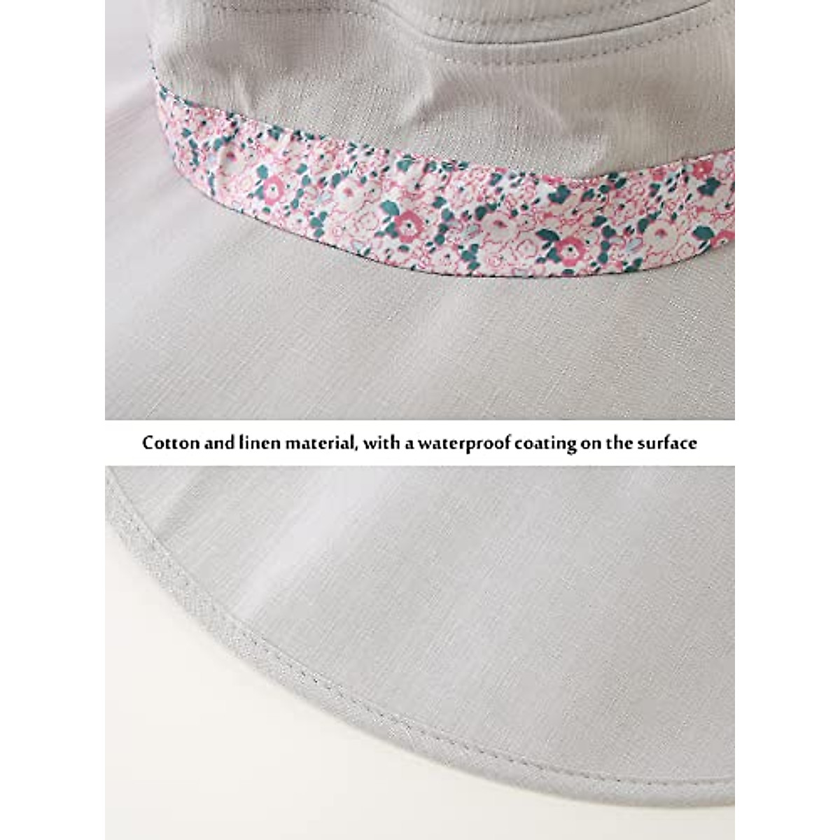 Sun Hats for Women Foldable Wide Birm Boonie Hat Adjustable UV Protection Fishing Hiking Hat with Windproof Tether Light Gray