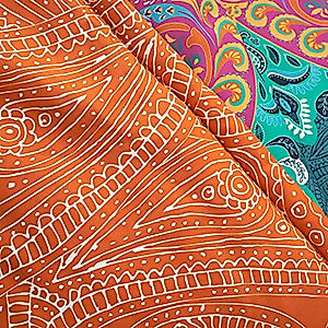 Lush Decor Boho Chic Reversible Throw Blanket, 60" x 50", Turquoise &Navy