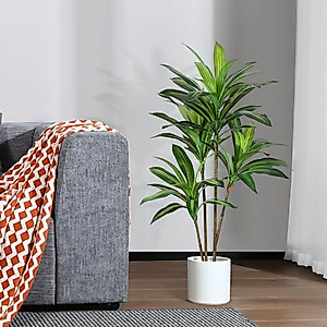 OAKRED Artificial Dracaena Tree, 4FT Tall Fake Plants Artificial Dracaena Plants for Indoor, Fake Trees for Office Home Living Room Floor Patio Greening Porch Decor, Set of 1