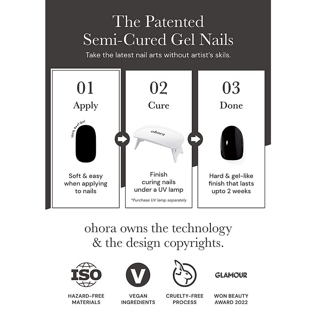 ohora Semi Cured Gel Nail Strips (N Milk Rose) - Works with Any Nail Lamps, Salon-Quality, Long Lasting, Easy to Apply & Remove - Includes 2 Prep Pads, Nail File & Wooden Stick - Pink