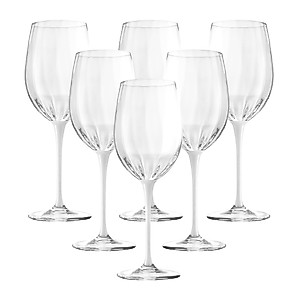 Barski Goblet - Red Wine Glass - Crystal Glass - Water Glass - White Stem - Stemmed Glasses - Set of 6 Goblets - 18 oz Made in Europe