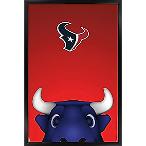 Trends International NFL Houston Texans - S. Preston Mascot Toro 20 Wall Poster, 14.725" x 22.375", Black Framed Version