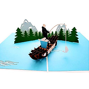 iGifts And Cards Awesome Fishing Pop Up Greeting Card - Friendship, Retirement, Happy Birthday, Father’s Day, Dad, Husband, Adventure, Get Well, Boss, Mountain Fishing Card, Card for Fisherman