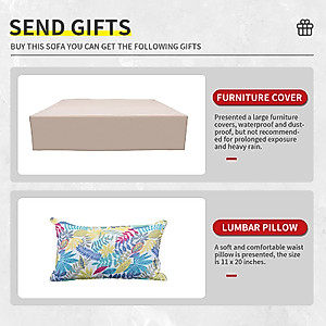 Lviden 7 Pieces Outdoor PE Wicker Furniture Set Patio Rattan Sectional Conversation Sofa Set with Red Cushions and Glass Top Table