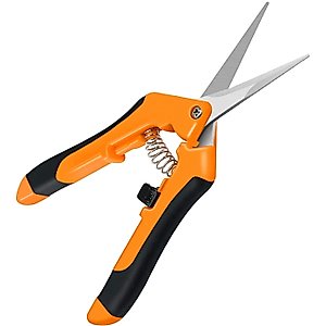iPower GLPRNR6ORV1 6.5 Inch Gardening Pruning Shears Hand Scissors with Straight Stainless Steel Blades for Trimming Herbs, Flowers, Bonsai, 1-Pack, Orange