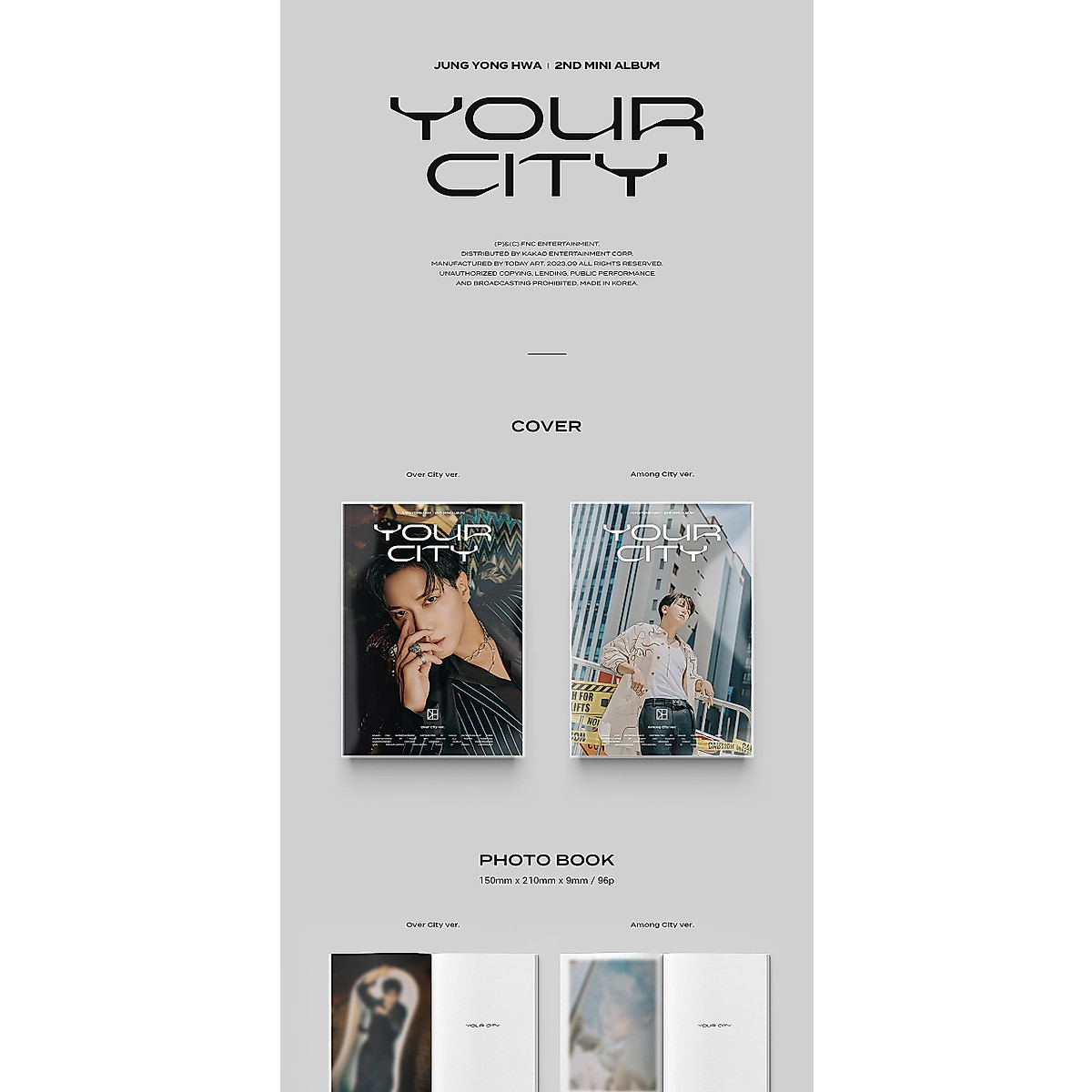 CNBLUE Jung Yonghwa Your City 2nd Mini Album Random Version CD+96p PhotoBook+1p PostCard+1p Polaroid+1ea Bookmark+1p Selfie PhotoCard+Tracking Sealed