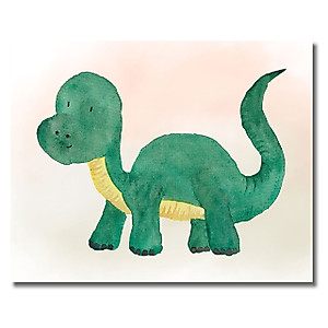 Dinosaur Watercolor Prints - Cute Wall Art for Kids, Boys or Girls Bedroom, Dinosaur Poster Set for Playroom or Nursery, Fun Dino Art for Children's Room - Unframed Set of 6 (8x10")