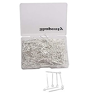 Shapenty 500PCS Mini Metal Wire Eyepins Beading Small Open Eye Head Pins Needles Bulk for DIY Craft Bead Earring Pendant Necklace Bracelet Jewelry Charm Finding Making (Silver, 24mm/1Inch)