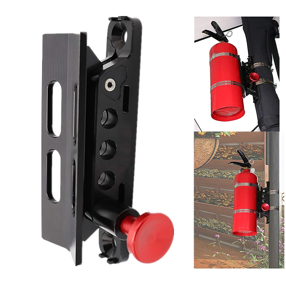 AUFER Vehicle Universal Quick Release Roll Bar Fire Extinguisher Mount Holder Compatible with for Jeep Wrangler Gladiator Bronco UTV Polaris RZR Can Am ATV,Adjustable, Aluminum