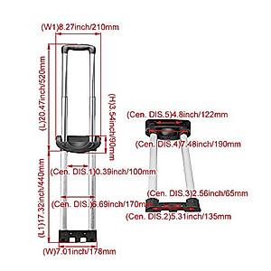 RDEXP 51cm Stretchable Length Travel Luggage Telescopic Handle Replacement Spare Part Suitcase Pull Drag Rod G003 20inch Suitable for 20-inch suitcase