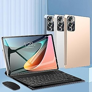 HD Tablet Computer, 10.1 in Ultra-Thin WiFi Bluetooth Tablet with Android 12, 1280 x 800 IPS Display, 4.8 MP Camera, Android Tablet with 8600mAh Battery, GPS, Dual SIM Cards Type-C Octa Core (Gold)