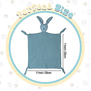 Tudomro 4 Pcs Organic Cotton Muslin Lovey Blanket Muslin Loveys for Babies, Bunny Lion Soft Breathable Security Blanket Lovies for Babies, Baby Gifts for Boys Girls (Gray, Khaki, Dark Green, Teal)