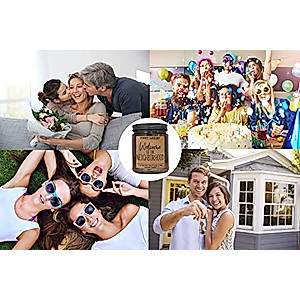 Welcome to The Neighborhood - Handcrafted in USA - Lavender Gardens Scent - Housewarming Gifts for Women, Men, Friends - New Homeowner Gifts, New House Gift, New Apartment, Moving Gifts,Funny Candles