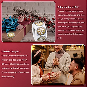 500 Pieces 1.5 Inch Snowflake Christmas Stickers Winter Holiday Stickers Xmas Stickers Black and Gold Snowflake Stickers Christmas Envelope Seals Decals for Christmas Party Favors Supplies Decoration