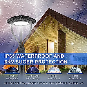 LED Post Top Light with Dusk to Dawn Photocell,80W/100W/120W/150W Power Tunable,3CCT 3000K-4000K-5000K,Outdoor Post Light LED Circular Pole Light,for Parking Lot Garden Lighting,IP65 DLC&ETL Listed
