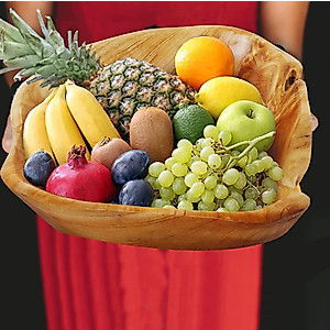 Wooden Bowl for Decor Handmade Storage Natural Root Wood Crafts Bowl Fruit Bowl Salad Key Decorative Serving Bowls, Random Shape (15~19cm)