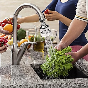 3 Pieces Kitchen Tap Head Fucet Aerator, 360 Degree Rotatable 3 Mode Adjustable Faucet Extender Kitchen Faucet Head Replacement for Bathroom Kitchen