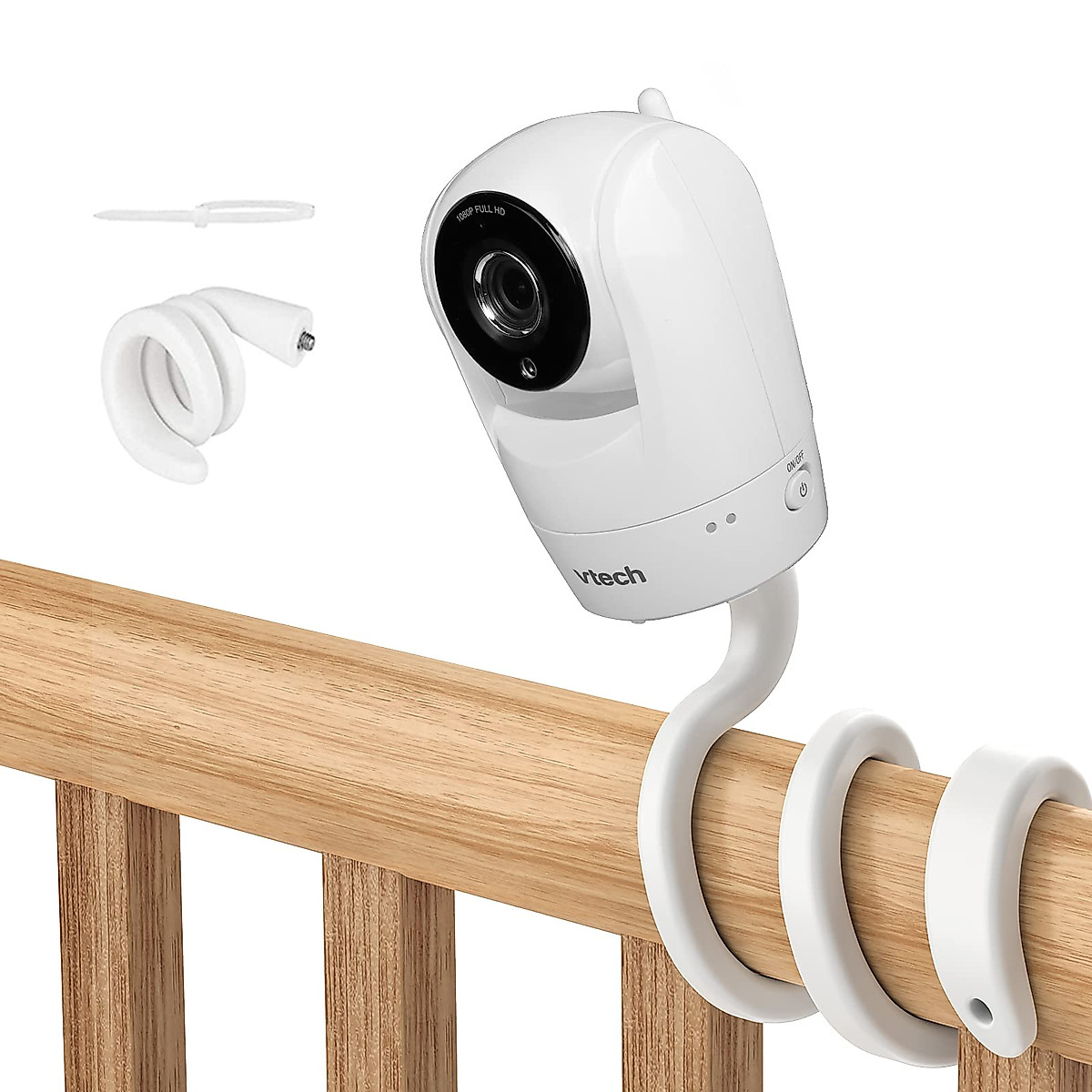 Anbage Baby Monitor Mount Baby Camera Holder Flexible Twist Mount Compatible with Vtech Monitor VM901, Vtech Monitor VM919, Attached for Crib, Shelves or Other Places (1 Pack)