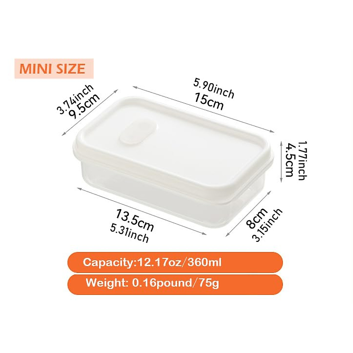 Naranqa Food Storage Containers Bins 1.5 Cup Mini Vegetable Organizer with Lid Clear Fridge Crisper Keep Food Fresh Kitchen Organizer Bins (Yellow 2pack-MINI)