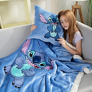COSUSKET Kids Throw Blanket, 3D Cartoon Embroidery Sherpa Blanket Boys Girls Gifts