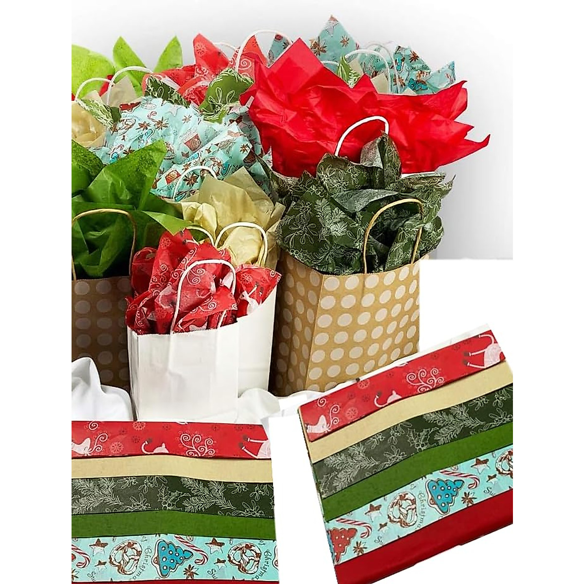 K-Kraft Christmas Designs Tissue Paper (Vintage Kraft Tissue, 102 Sheet Pack)