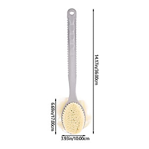 2pcs in Skin Dual-Sided Shower and Sides with Spa Sided Handle Bath Washing Cellulite Back Loofah Scrubber Dual- Wet or Long Body Grey Double Portable Exfoliating Dual