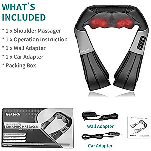 Shiatsu Neck and Back Massager with Soothing Heat, Nekteck Electric Deep Tissue 3D Kneading Massage Pillow for Shoulder, Leg, Body Muscle Pain Relief, Home, Office, and Car Use