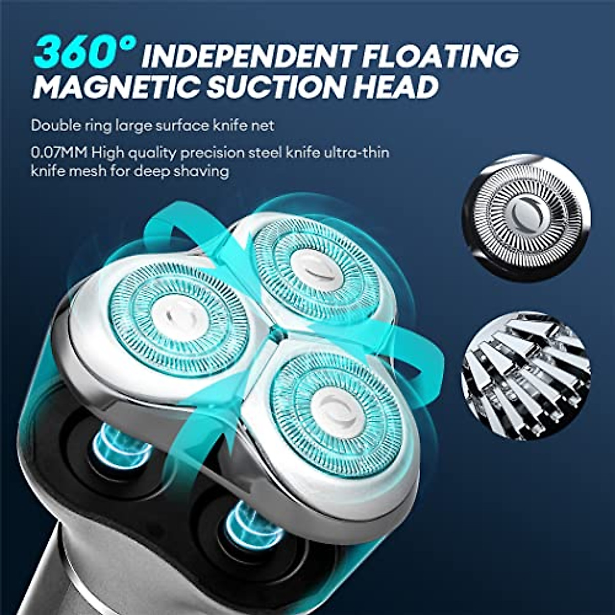 CkeyiN Man’s Electric Shaver, Rechargeable Cordless Foil Shaver Razor with Replaceable Foil Head, Multifuctional Wet & Dry Foil Shaver (Grey)