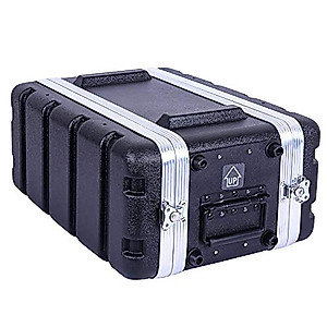 Crossrock Stackable 4U Rack Case, Strong Molded with Heavy Duty Hardware, Shallow 9.5” Depth (CRA8604US)