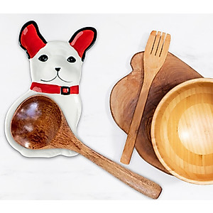 Dog Spoon Rest For Stove Top Spoon Holder For Kitchen Counter Puppy Cooking Spoon Rest White Ceramic Utensil Rest