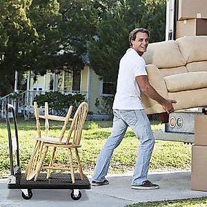 S AFSTAR Folding Platform Truck, Push Cart Dolly with 360° Swivel Wheels & 440lb Weight Capacity, Moving Hand Truck, Foldable Flatbed Cart, Push Cart Dolly for Loading and Easy Storage (28" x 19")