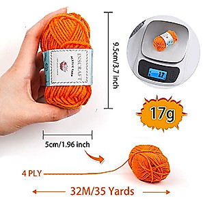 Inscraft 48 PCS Crochet Yarn Kit, 1400 Yards 40 Colors Acrylic Yarn Skeins, 2 Crochet Hooks, 2 Weaving Needles, 4 Stitch Markers, 1 Bag, Yarn for Crocheting & Knitting, Gift for Beginners and Adults