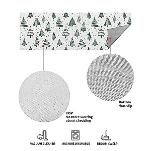 Entryway Door Mat, Non Slip Floor Mats Low-Profile Small Bathroom Kitchen Rugs, Christmas Green Xmas Tree Texture Absorbent Front Indoor/Outdoor Doormat - Easy to Clean Doormats