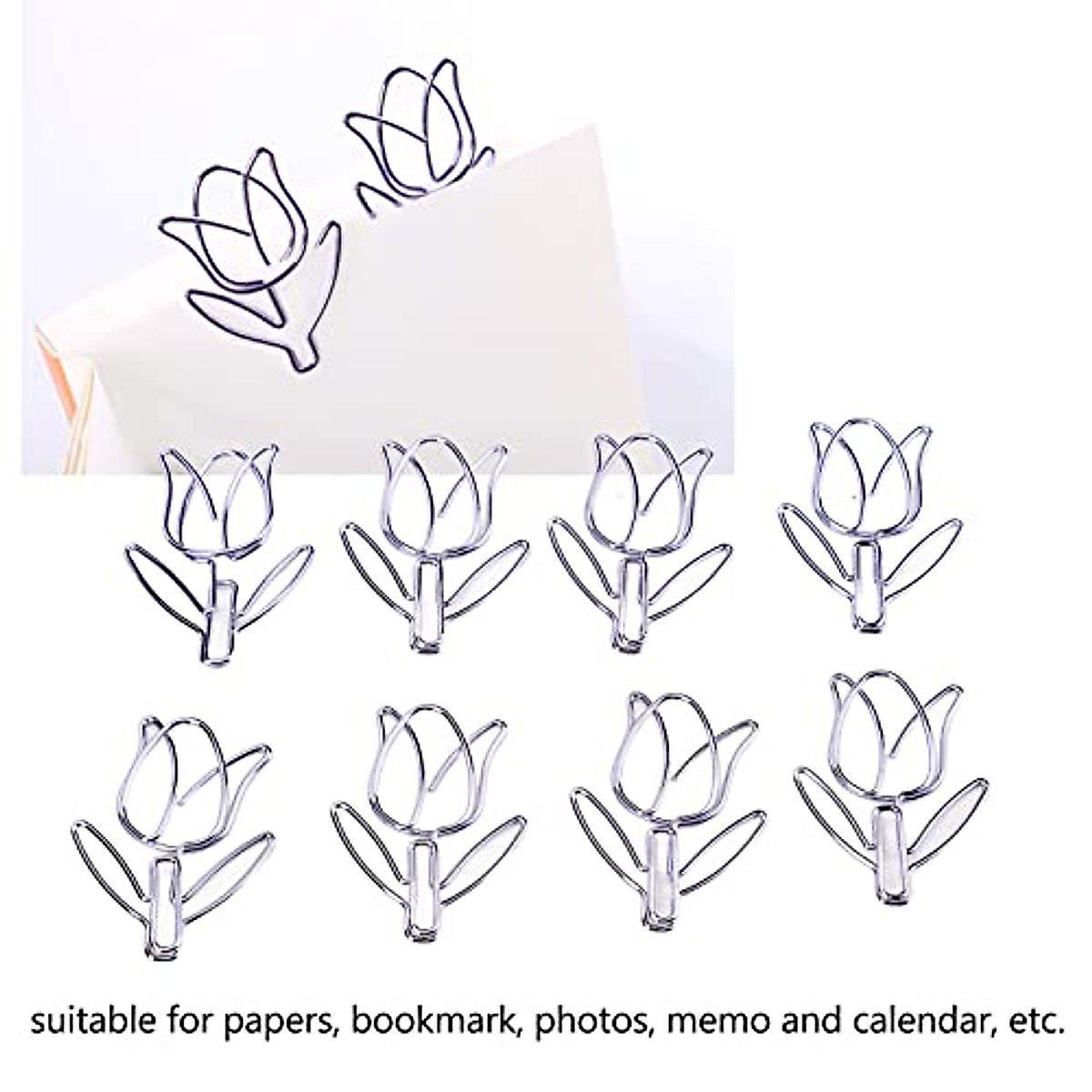 Cute Paper Clips, 50Pcs Tulip Paper Clips Flower Shape Paper Clips Funny Cute Paperclips Bookmarks Planner Clips Fun Paper Clips for Notebook Bookmark