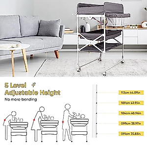 SOKO Portable Changing Table - Foldable Baby Diaper Changing Station Height Adjustable Diaper Changing Table, Waterproof Changing Table Pad Easy to Clean, Mobile Nursery Organizer for Newborn