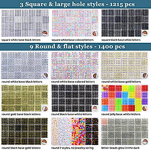 Eppingwin 1400 pcs Letter Beads, 4x7 mm Acrylic Beads,Glow in The Drak Beads for Jewelry Making,Letter Beads for Bracelet Making, Alphabet Beads, in 28 Grid Box (Round, Glow in The Drak)