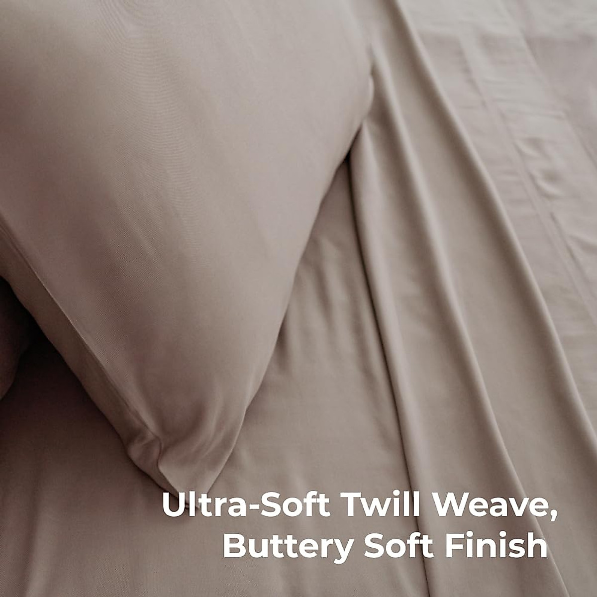 Cariloha Classic 4-Piece Twill Sheet Set | Beach Linen | King | Viscose Material | Allergy Resistant and Extra Soft | Cooling for Hot Sleepers | Corner Bands