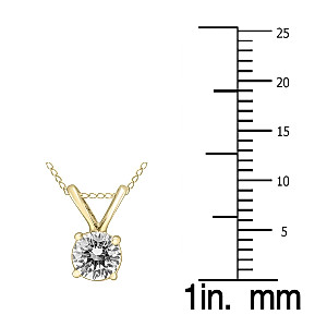 SZUL 1/3 Carat Diamond Solitaire Pendant in 14K Yellow Gold