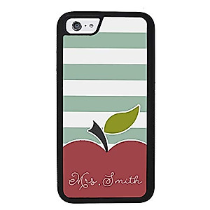 Apple Teachers Gift Personalized Apple iPhone Black Rubber Phone Case Compatible with iPhone 14 Pro Max, Pro, Max, iPhone 13 Pro Max Mini, 12 Pro Max Mini, 11 Pro Max X XS Max XR 8 7 Plus