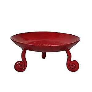 Lalhaveli Red Hand Painted Small Iron Pillar Candle Stand, 4.5" Tall 2" Candle Plate Votive Candle Holders Stand Decorative