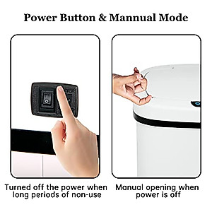 GINMAON Trash Can 13 Gallon Stainless Steel Kitchen Garbage Can with Lid Waterproof Touch Free Large Capacity Rubbish Can for Home Kitchen Office, White