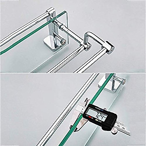 PIBM Stylish Simplicity Shelf Wall Mounted Floating Rack Wooden Bathroom Shelves Rack Rectangle Tempered Glass Cosmetic Rack Tower Hanger Guardrail Save Space - 3 Sizes, a , 51.2x13x4.2cm