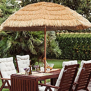 FULLSUN PARASOL Tiki Thatched Beach Umbrella, 7.5ft Large Heavy Duty Wind Portable Hawaiian Hula Umbrellas with Sand Anchor, UV 50+ Protect for Tiki Bar Outdoor Pool Patio Garden