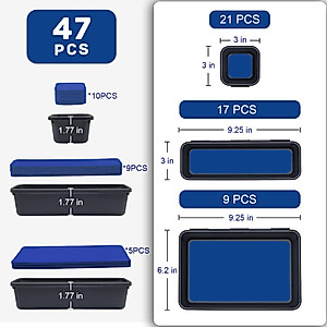 Vexercisehoop Tool Box Organizer, Tool Drawer Organizer Tray Divider, Toolbox Organization, Garage Tool Organizers and Storage, Tool Box Accessories for Rolling Tool Chest Cabinet (Blue (47PCS))