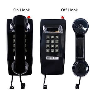 Classic Wall Phone for Landline with Mechanical Ringing, Single Line 2554 Wall Telephone with Indicator, Retro Wall Mounted Phone Waterproof, Old Wall Mount Phone for Kitchen,Home, Black