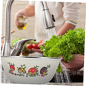 Luxshiny 10 Pcs Salad Bowl Large Decorative Bowl Metal Container with Lid Salad Bowls with Lids Breakfast Bowl Salad Serving Bowl Wash Basin and Iron Enamel Lard Basins Lard Storage Basins